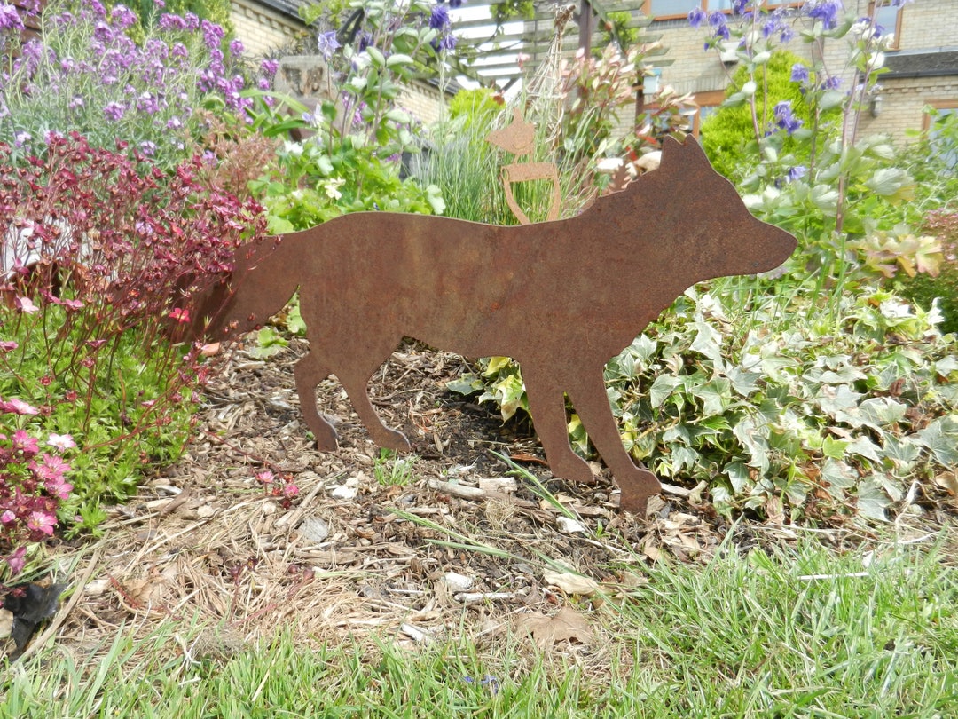 Rusty Metal Fox Garden Decor / Red Fox Garden Ornament / Baby Brown Fox ...