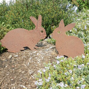 Rusty Metal Rabbits / Garden Ornament / Rabbit Art / Rabbit Gift ...