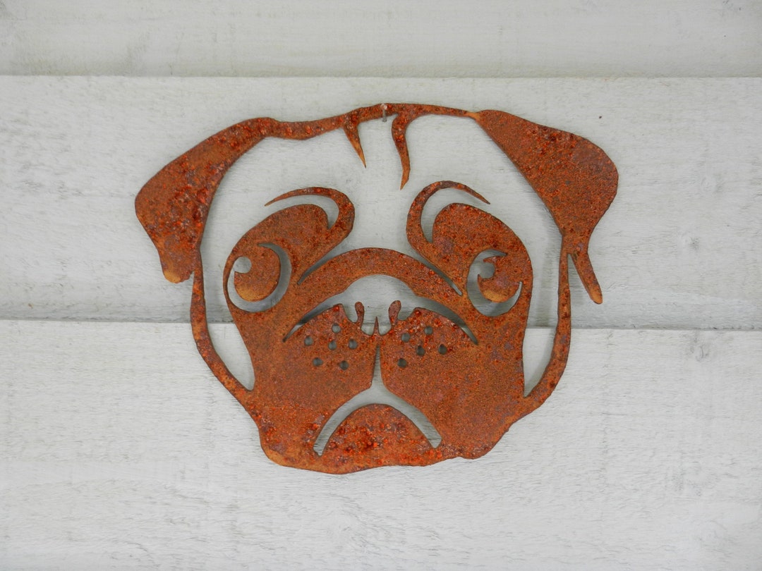Pug Wall Decor / Pug Head Garden Gift / Dog Wall Sign / Dog Memorial ...
