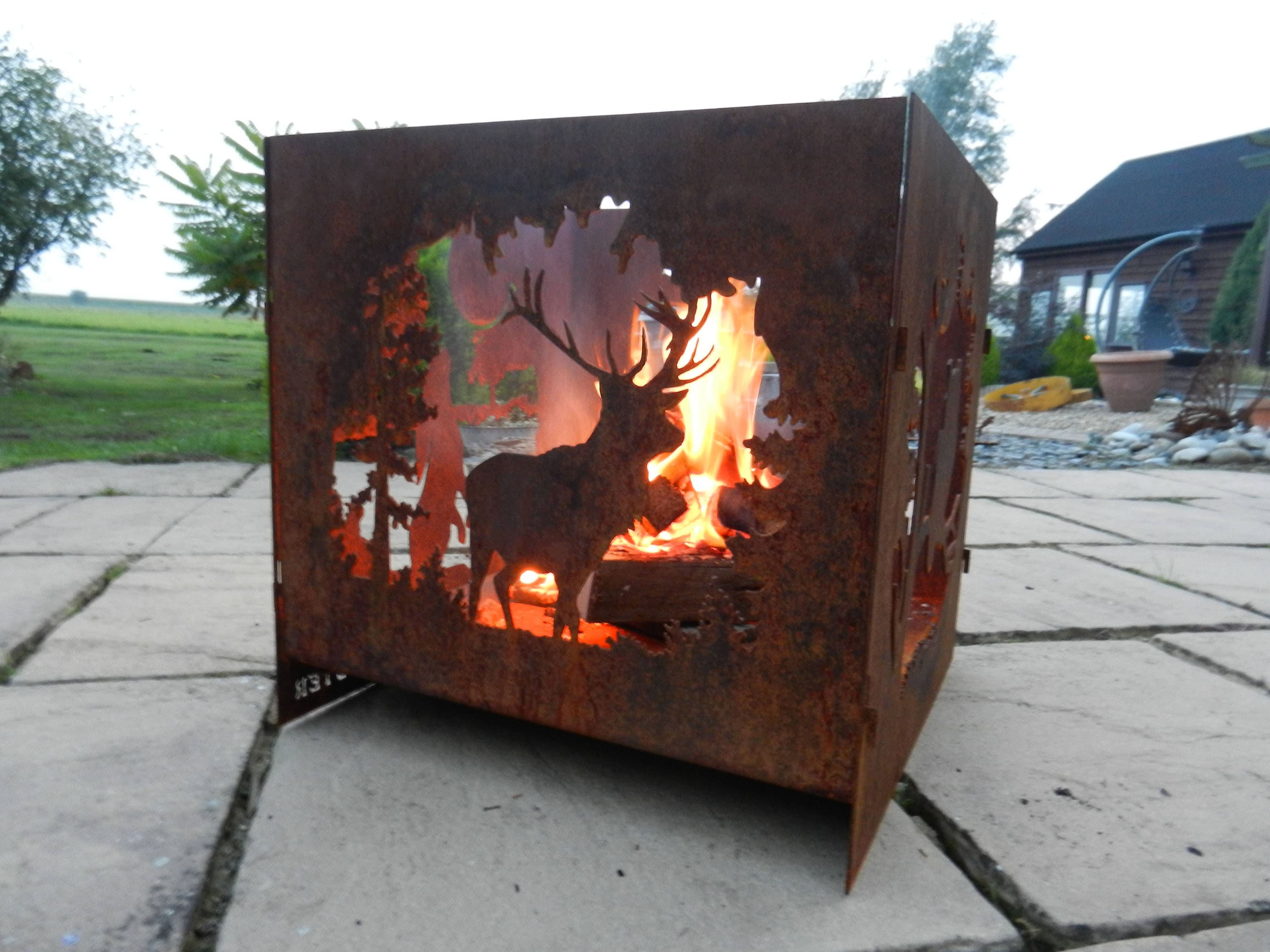 Rusty Metal Fire Pit / Decorative Fire Pit / Patio Heater / Chiminea ...