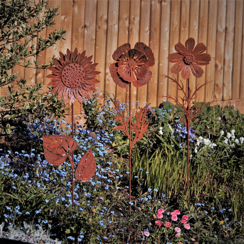 Rusty Garden Stakes - Etsy