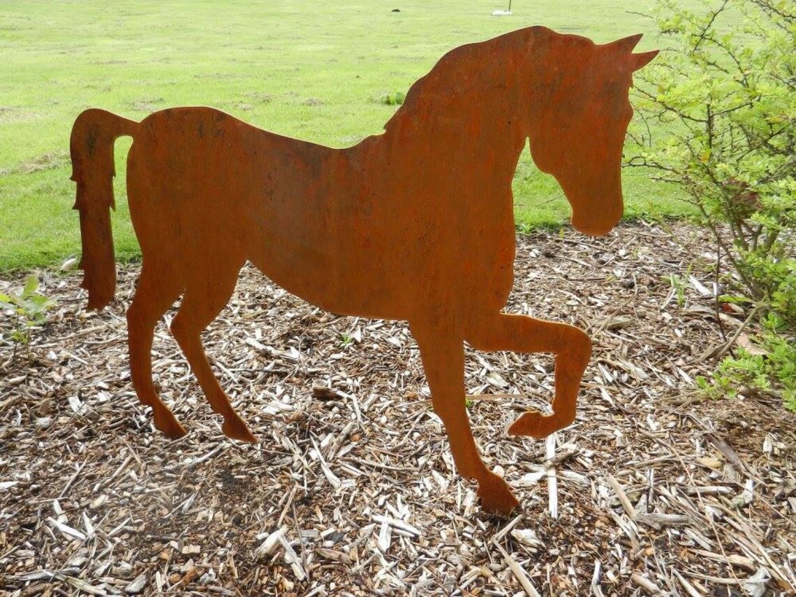 Metal Horse Sculpture / Rusty Metal Horse Garden Decor / Horse Ornament ...