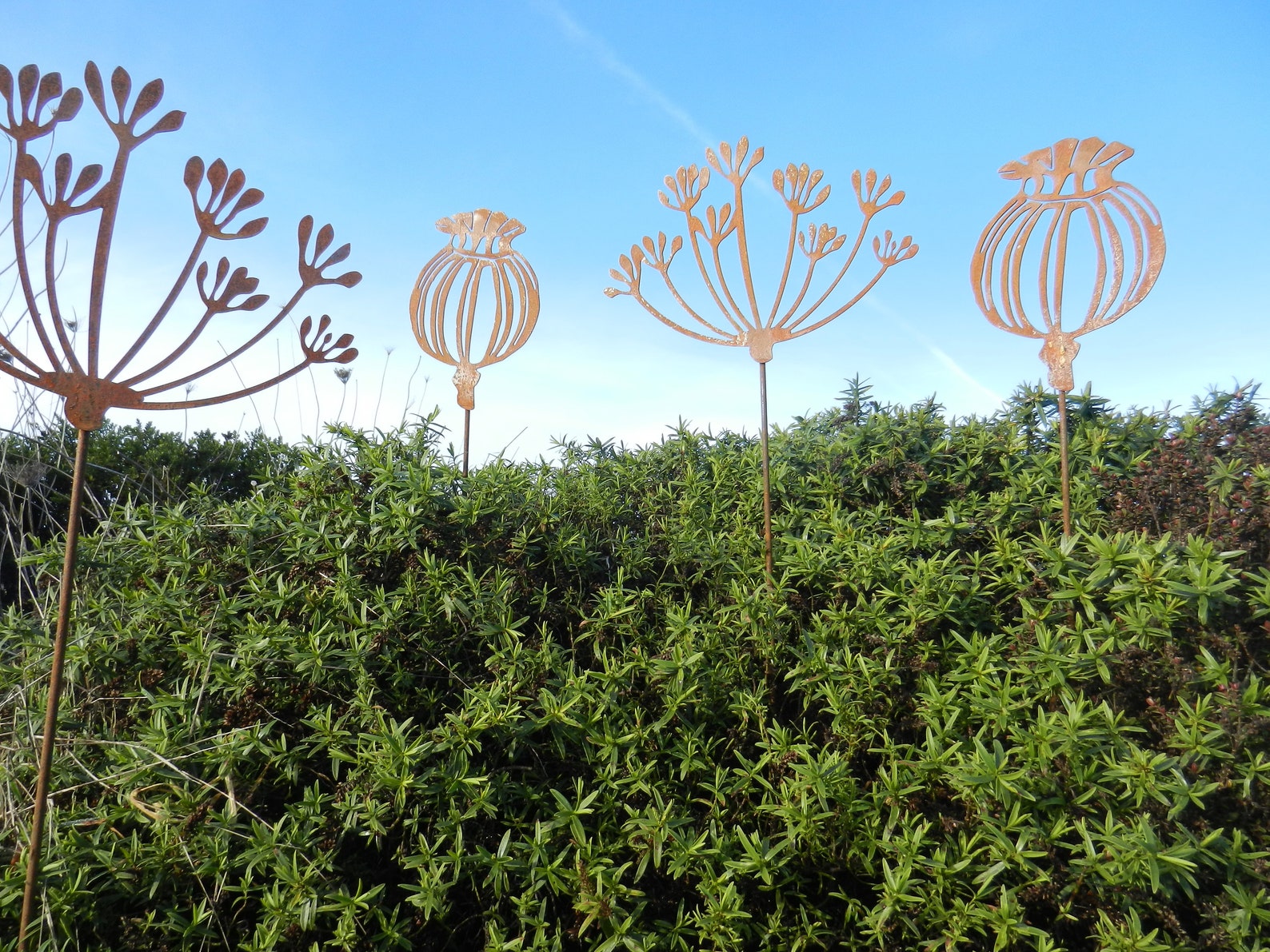 Rusty Metal Poppy Seed Head / Metal Seed Head Garden Decor / | Etsy