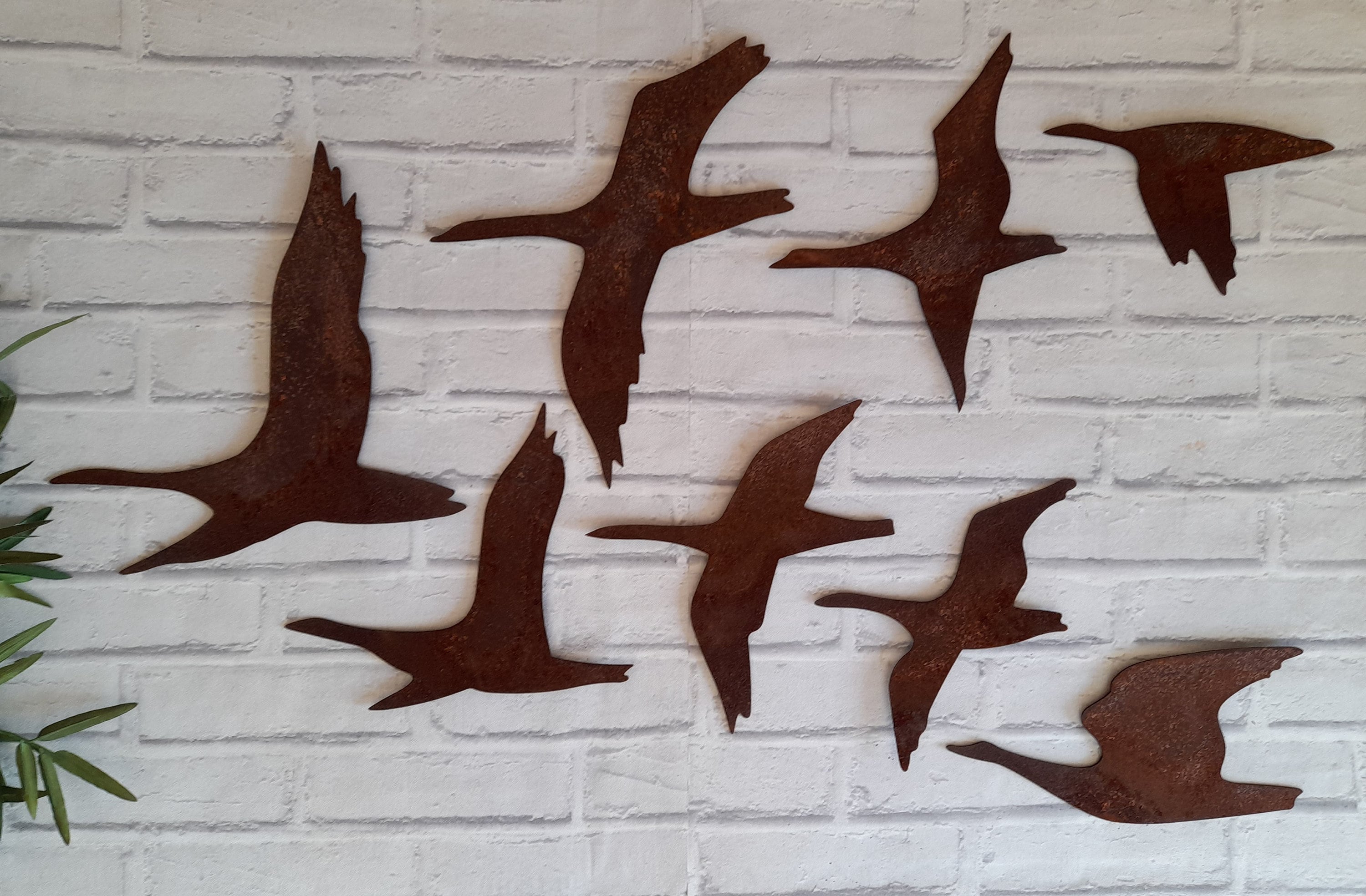 Flying Geese Wall Art / Rusty Metal Geese Sculpture / Swans in - Etsy