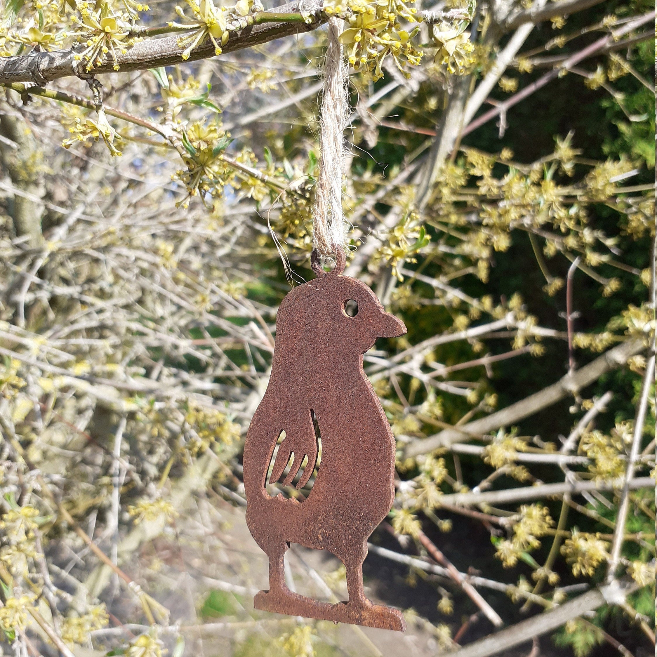 Rusty Metal Chick Hanging Decorations (set of 3) / Chicken Gift / Metal ...