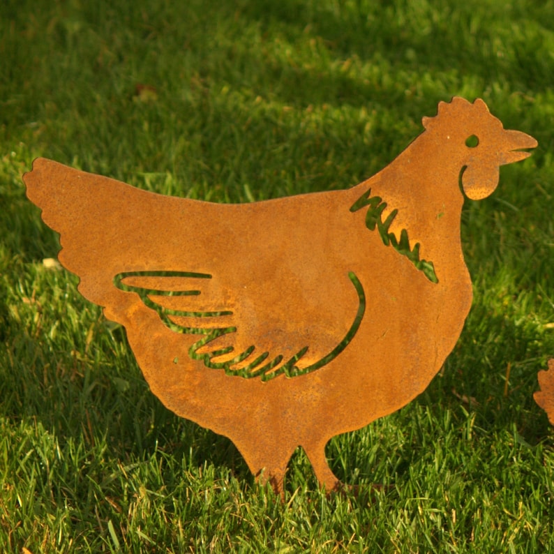 Rusty Hen / Chicken Garden Decor / Chicken Gift / Metal Hen - Etsy