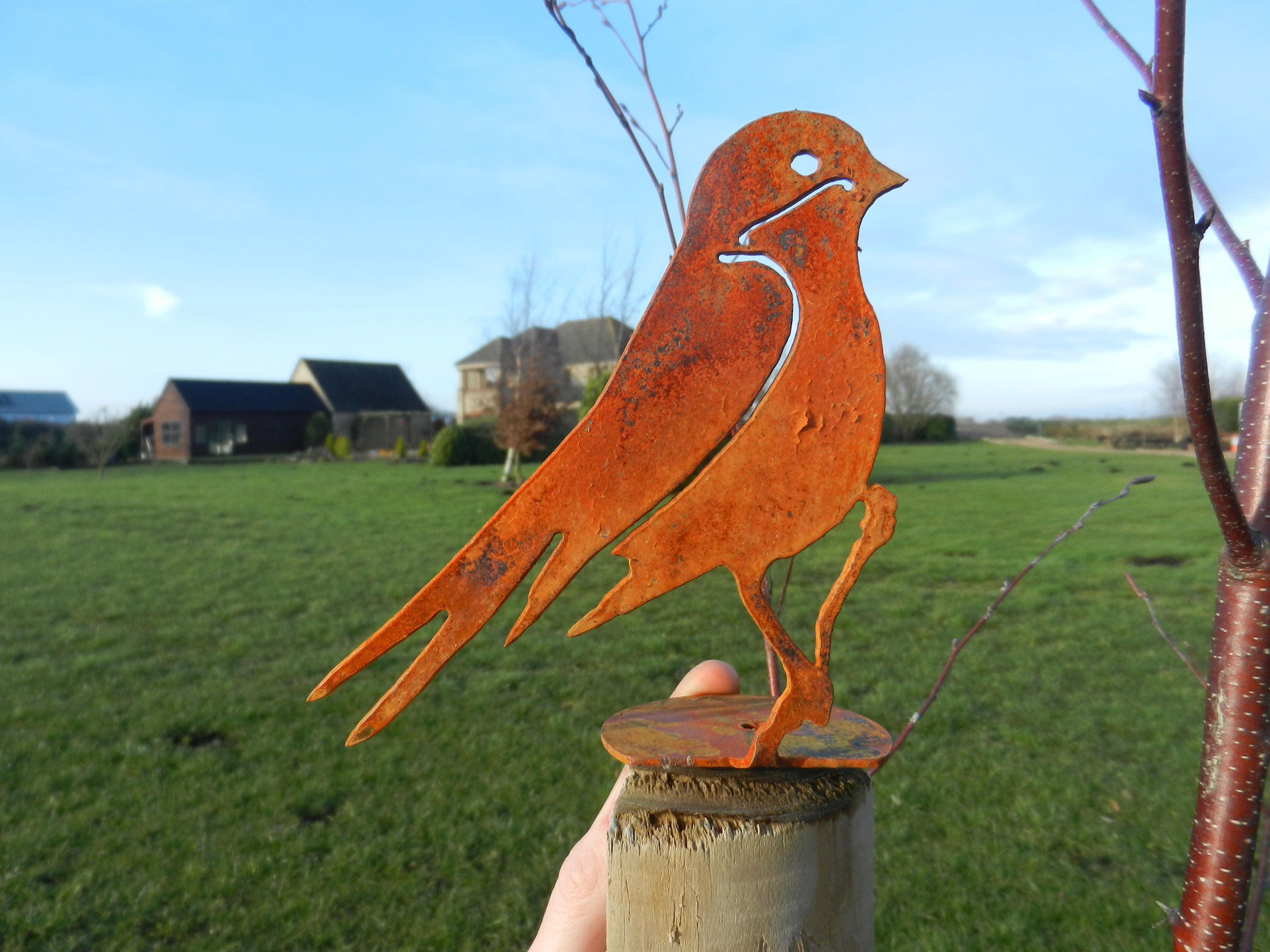 Rustic Bird Post Topper/ Rusty Metal Bird Garden Gift / Bird - Etsy UK