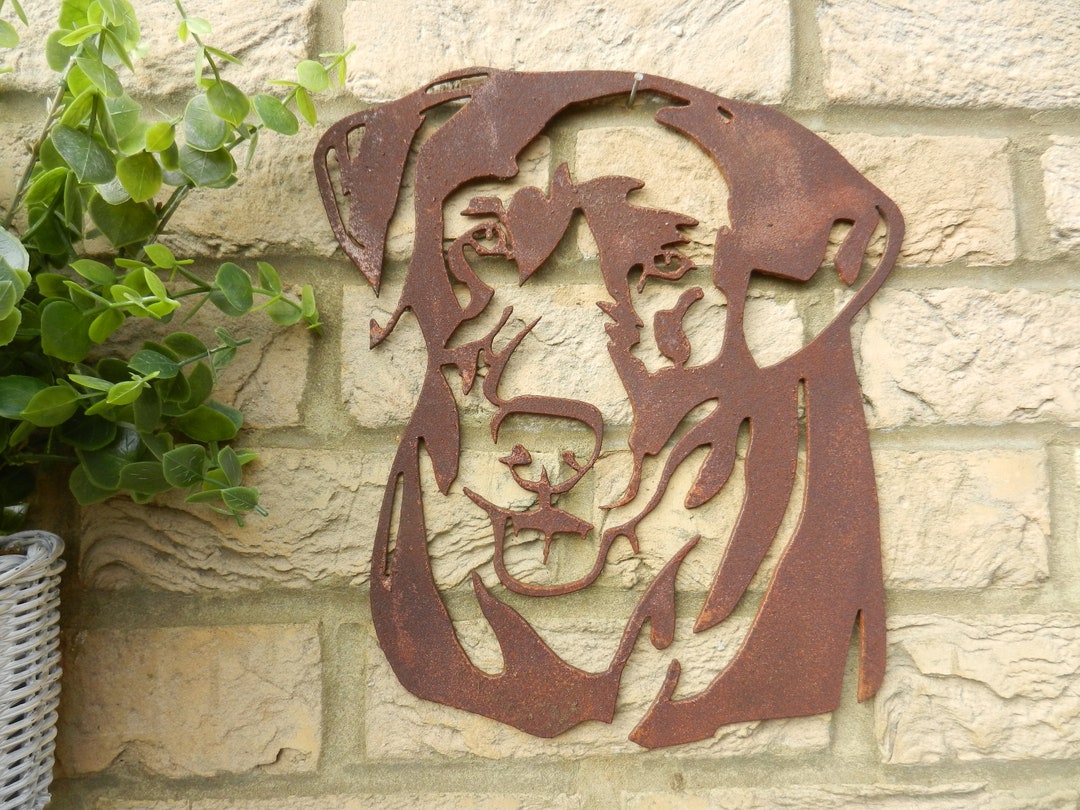 Rusty Metal Labrador Dog Head Garden Decoration / Labrador Retriever ...