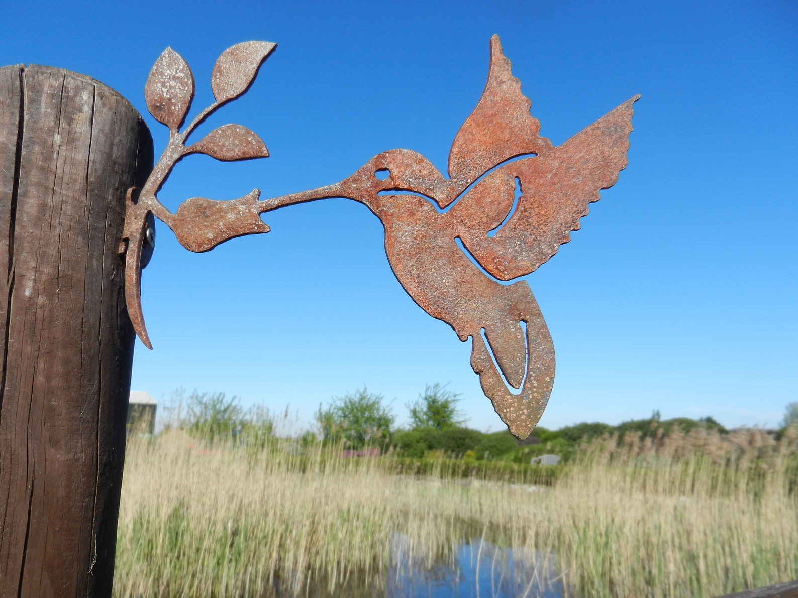Rusty Bird Garden Gift / Metal Hummingbird Garden Art / Rustic Bird ...