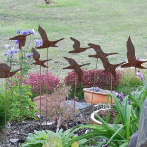 Flying Geese Garden Art / Rusty Metal Geese Sculpture / Swans in Flight ...