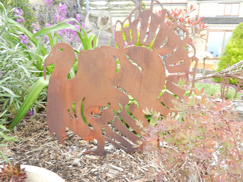 Thanksgiving Turkey Decor / Rusty Metal Turkey Gift / Metal Garden Art ...