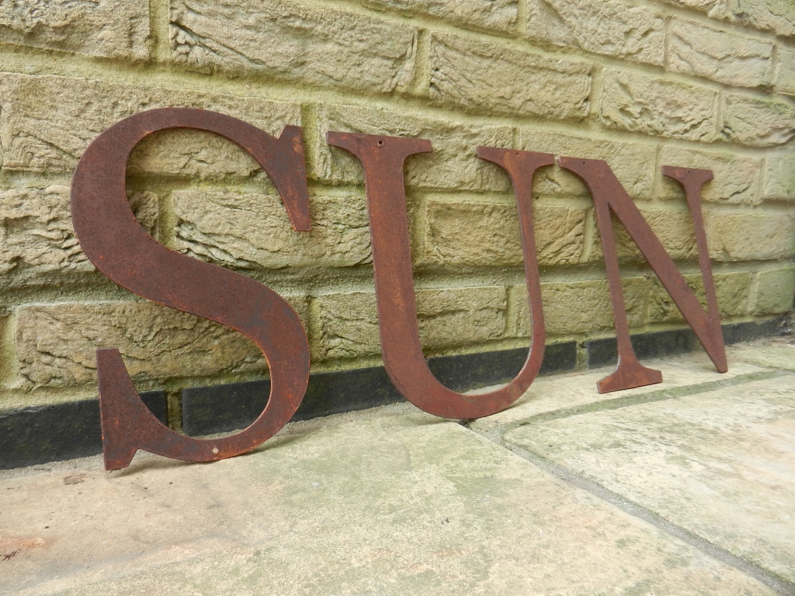 SUN Rustic Garden Sign / SUN Garden Wall Sign / Rusty Metal | Etsy UK