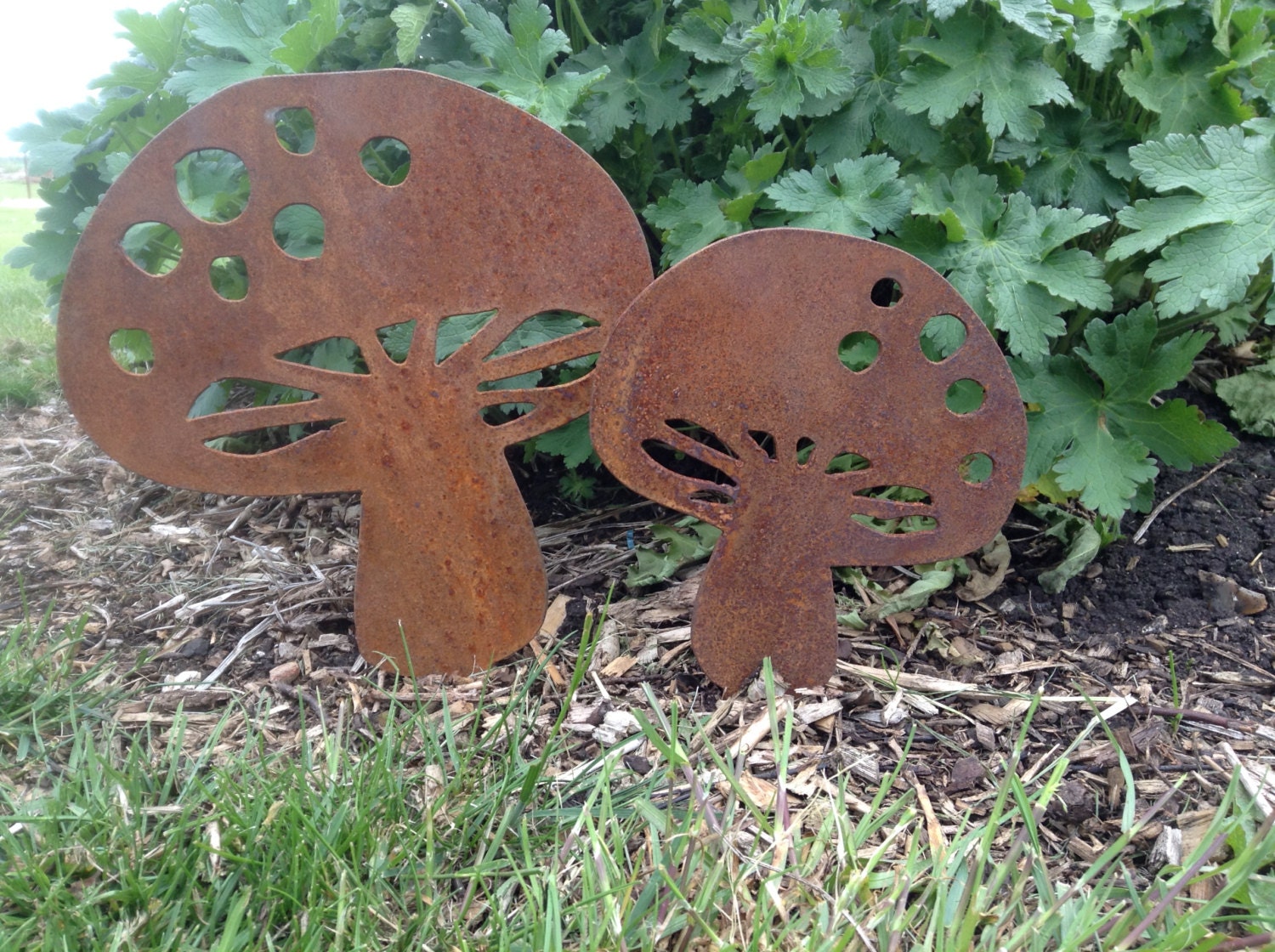 Rusty Metal Toadstools / Fairy Mushroom Garden Ornament / - Etsy