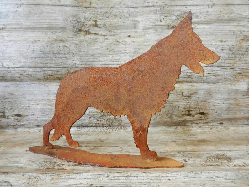 German Shepherd Rustic Home Decor / Rusty Metal Dog Shelf Decor / Dog ...