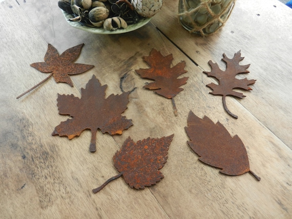 6 Rusty Leaves / Rusty Metal Leaf Art / Autumn Garden | Etsy