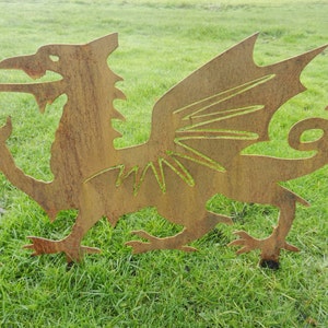 Rusty Metal Welsh Dragon / Welsh Dragon Garden Art / Welsh Gift / St ...