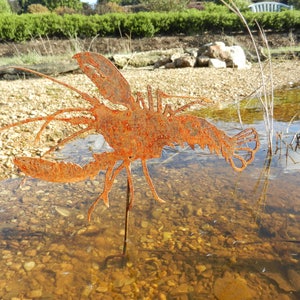 Rusty Lobster Seaside Decor / Rusty Metal Lobster Sculpture / Rusty ...