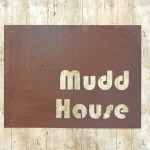 House Name Sign / Rusty Metal House Wall Plaque / Metal Address Sign ...