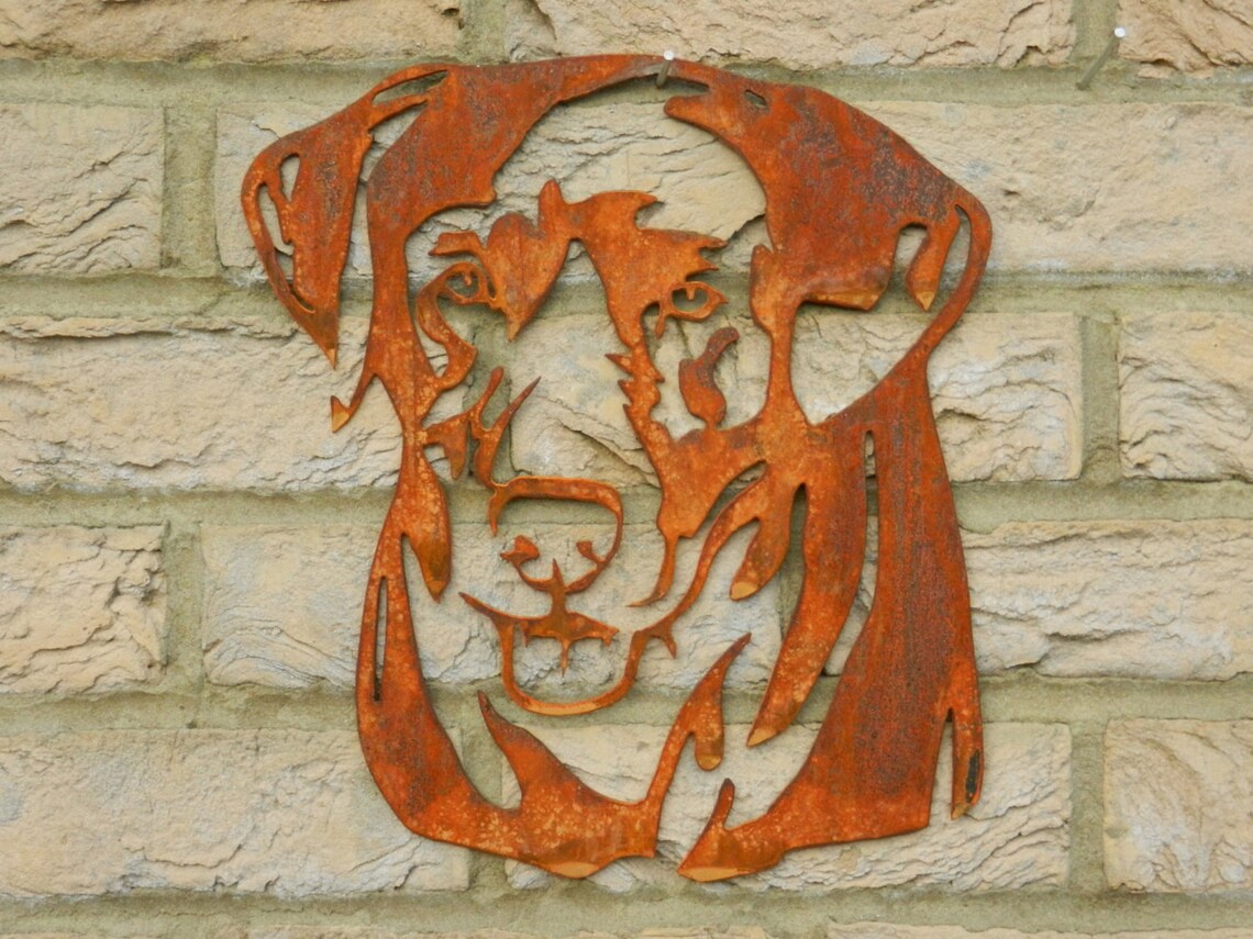 Rusty Metal Labrador Dog Head Garden Decoration / Labrador - Etsy