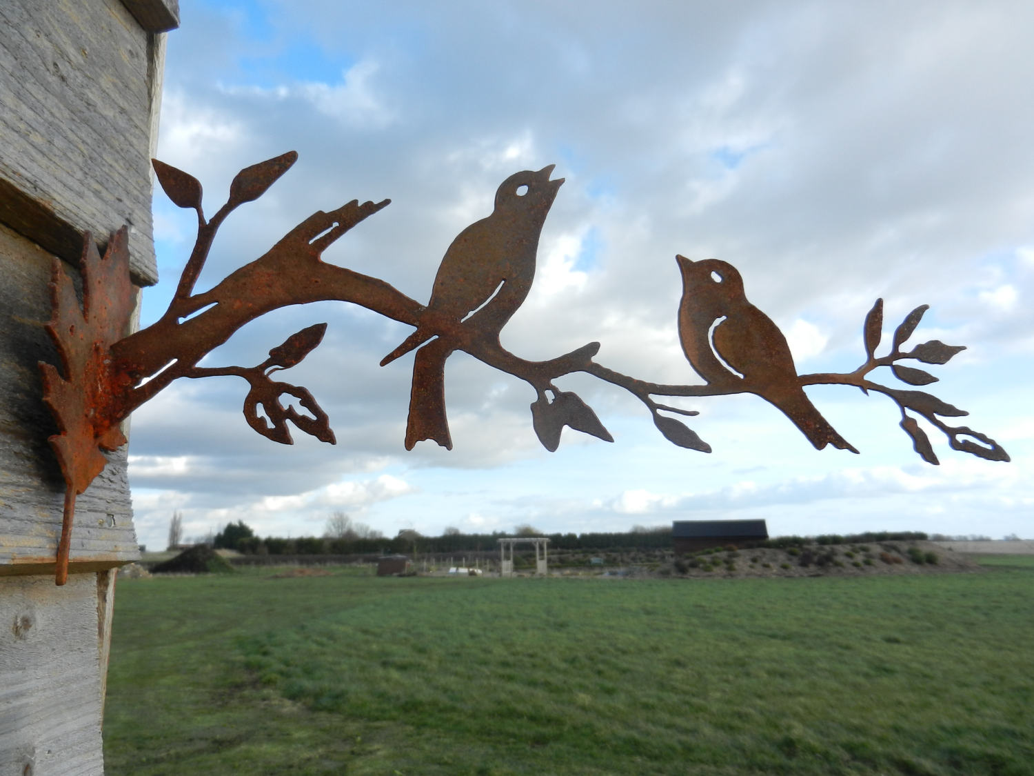 Rusty Metal Birds on a Branch / Garden Gift / Songbird Metal Garden ...