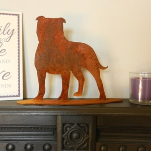 Staffy Rustic Home Decor / Rusty Metal Staffy Dog Shelf Decor / Dog ...