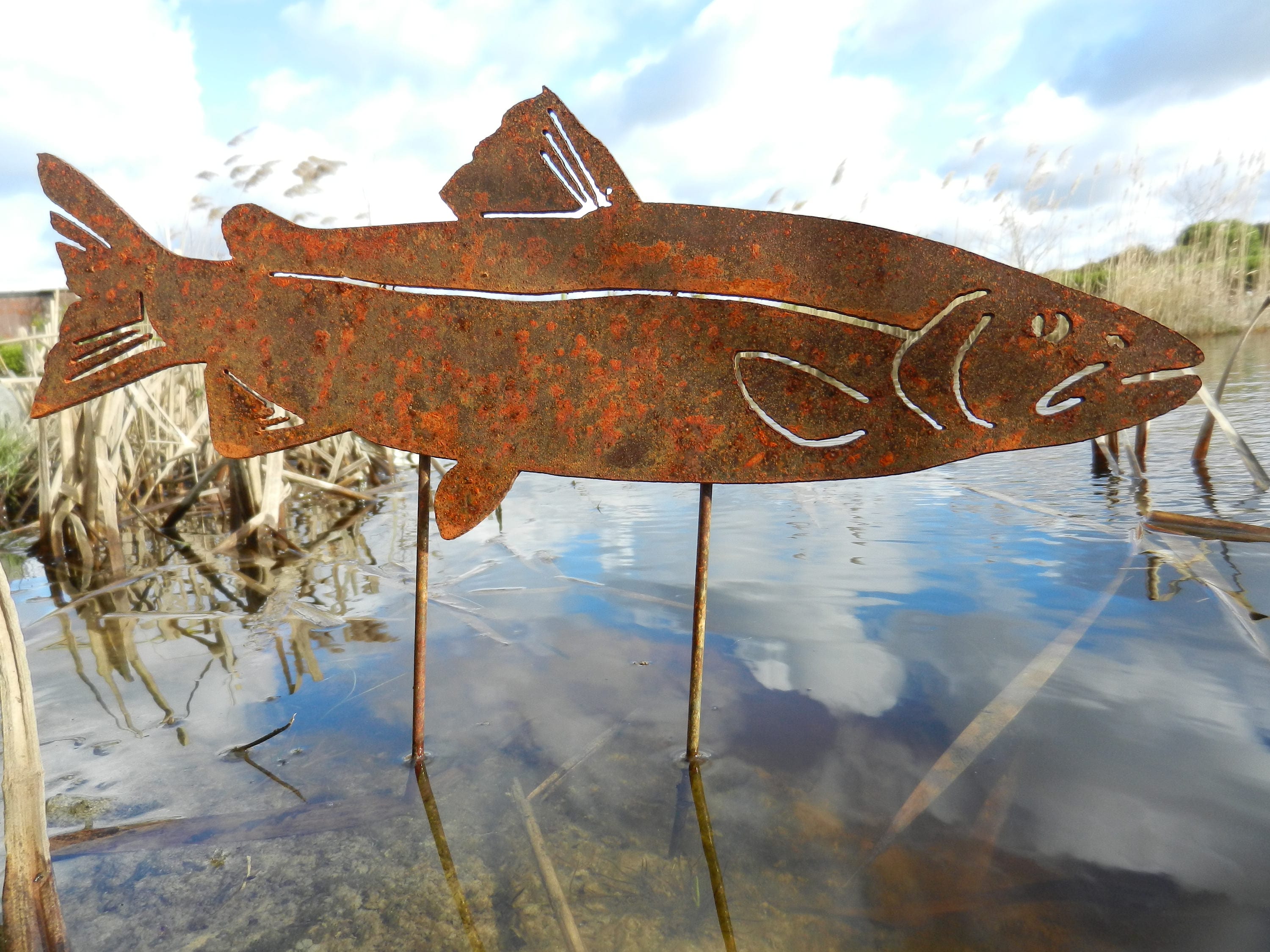Rusty Salmon Stake / Rusty Metal Fish Sculpture / Rusty Fish - Etsy