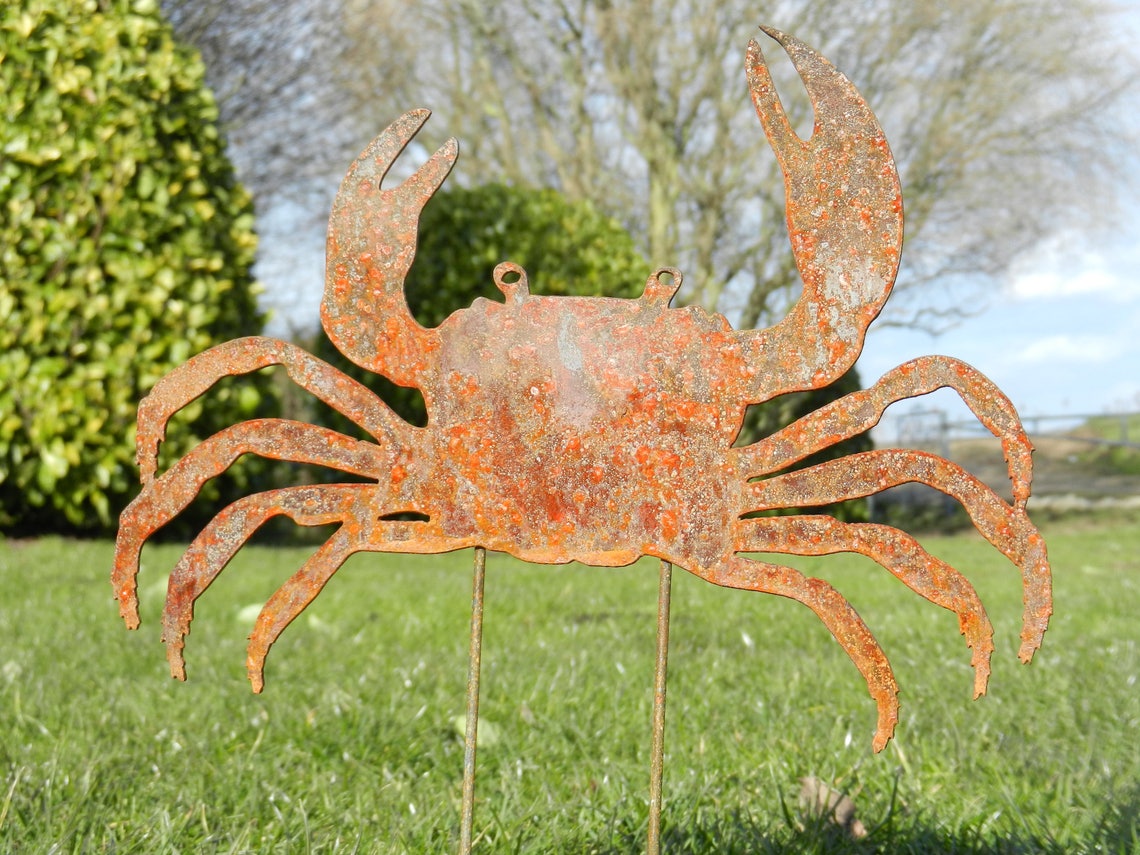 Rusty Crab Seaside Decor / Rusty Metal Crab Sculpture / Rusty | Etsy