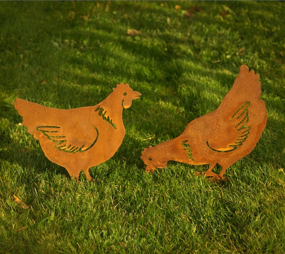 Rusty Hen / Chicken Garden Decor / Chicken Gift / Metal Hen - Etsy