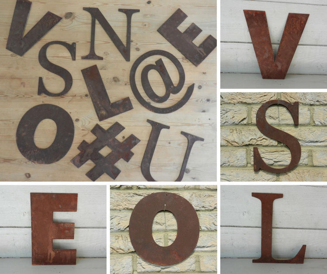 Rusty Metal Wall Letters / Rusty Letters Sign / GROW Garden Wall Decor ...