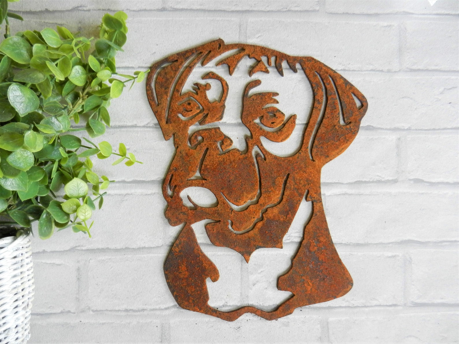 Boxer Dog Garden Wall Decor / Boxer Dog Gift / Dog Lover Gift / Rusty ...