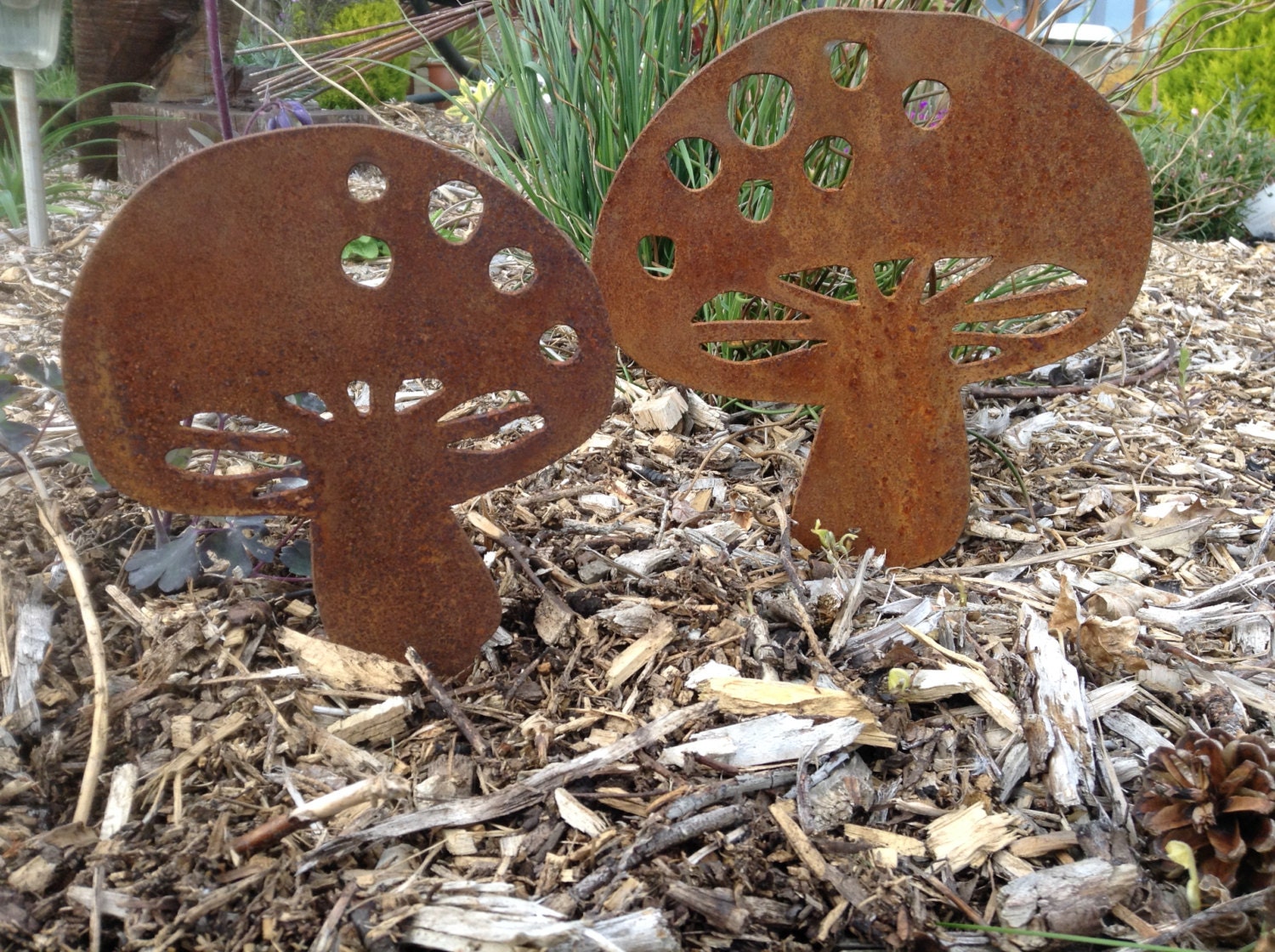Rusty Metal Toadstools / Fairy Mushroom Garden Ornament / - Etsy