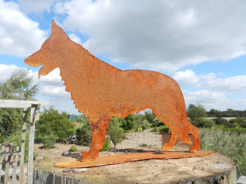 German Shepherd Rustic Home Decor / Rusty Metal Dog Shelf Decor / Dog ...