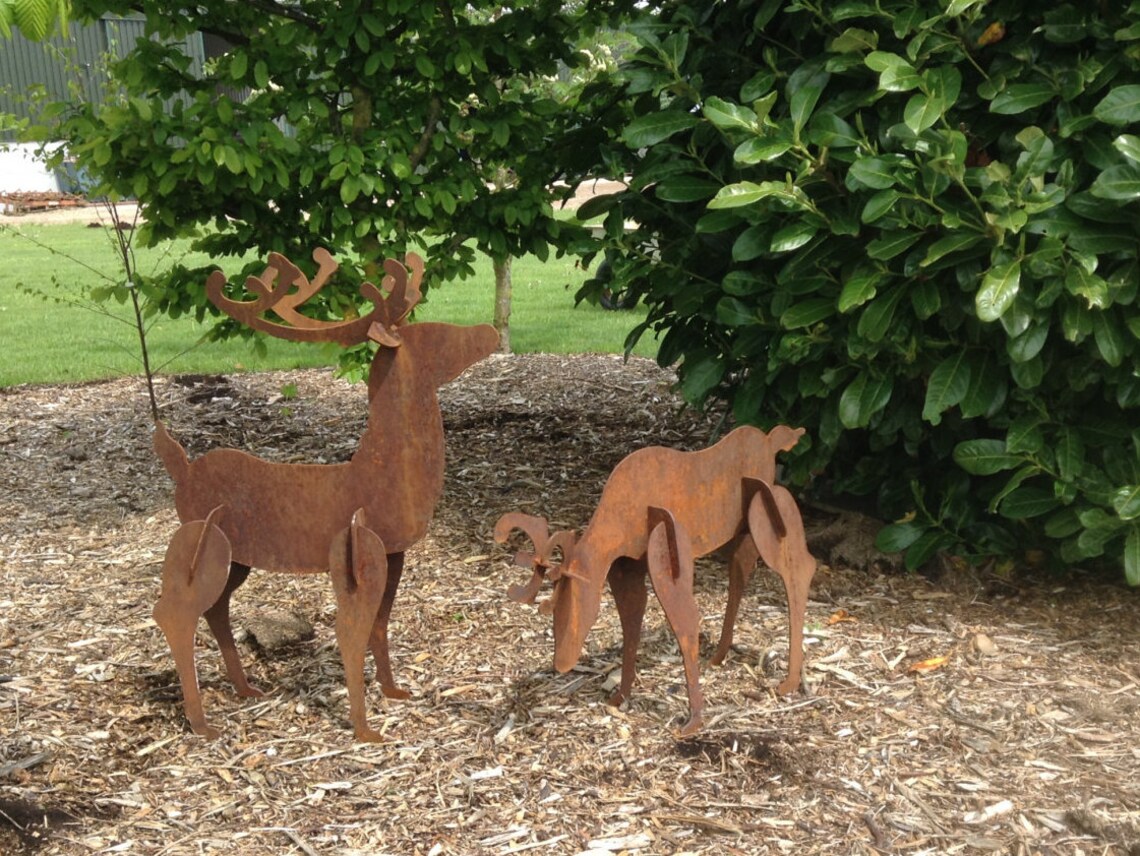 Rusty Metal Deer / Deer Garden Decor / Deer Sculpture / Metal Deer ...