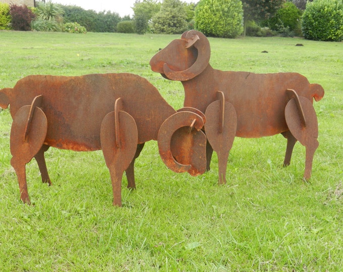 Rusty Metal Sheep Garden Decor / Sheep Gift Sculpture / Sheep Garden ...
