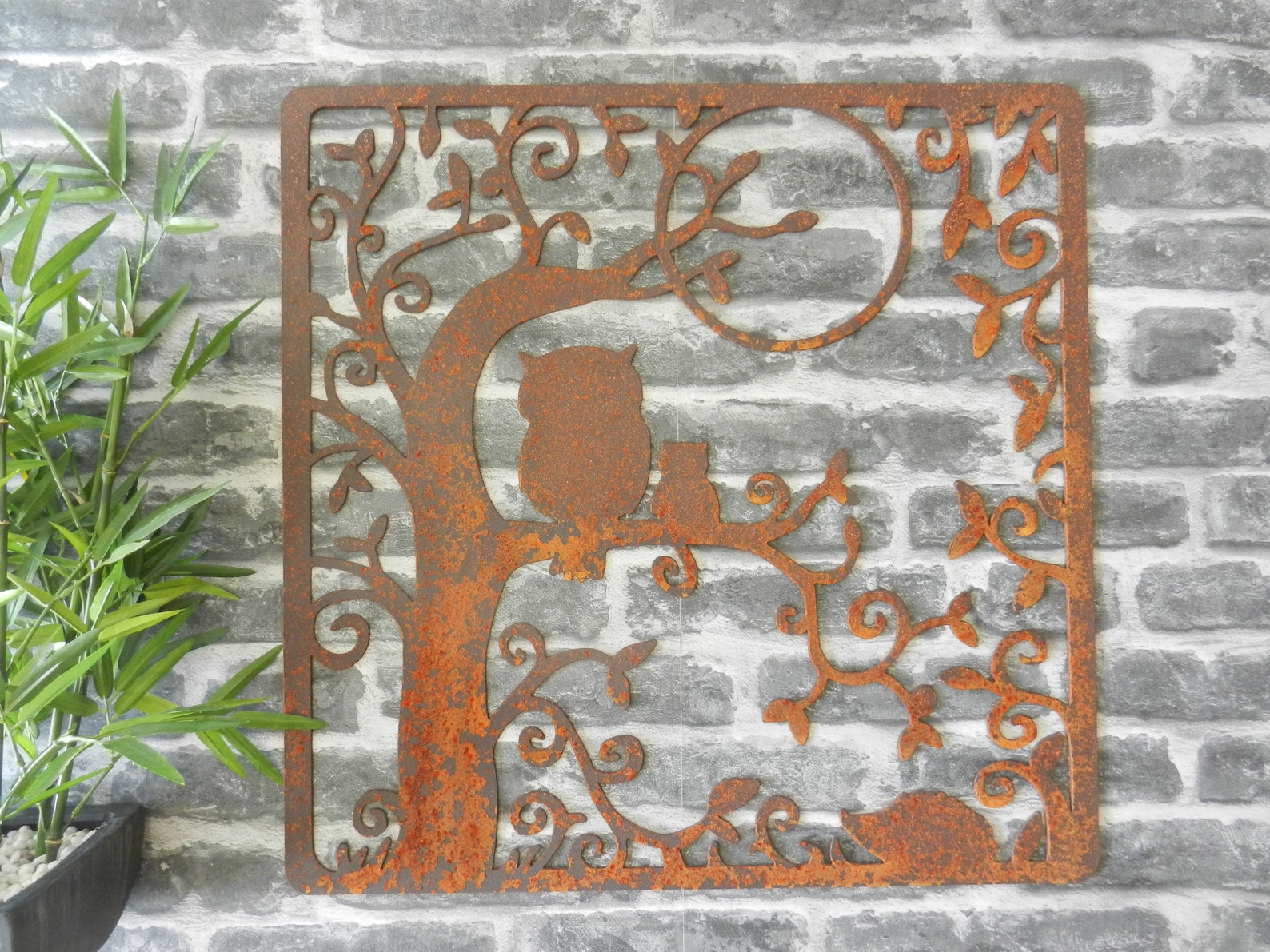 Rusty Metal Owl Wall Decor / Rustic Metal Wall Art / Owl - Etsy