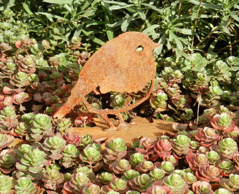 Rusty Metal Robin Garden decor / Rusty Bird Sculpture / Rusty | Etsy
