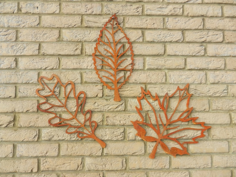 Large Rusty Metal Leaf Wall Art / Metal Wall Decor / Autumn | Etsy UK
