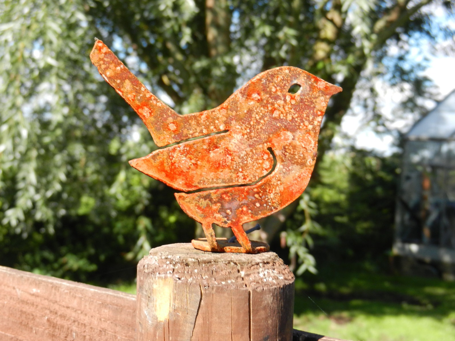 Rusty Metal Wren Bird / Rusty Metal Bird Garden Gift / Bird Fence ...