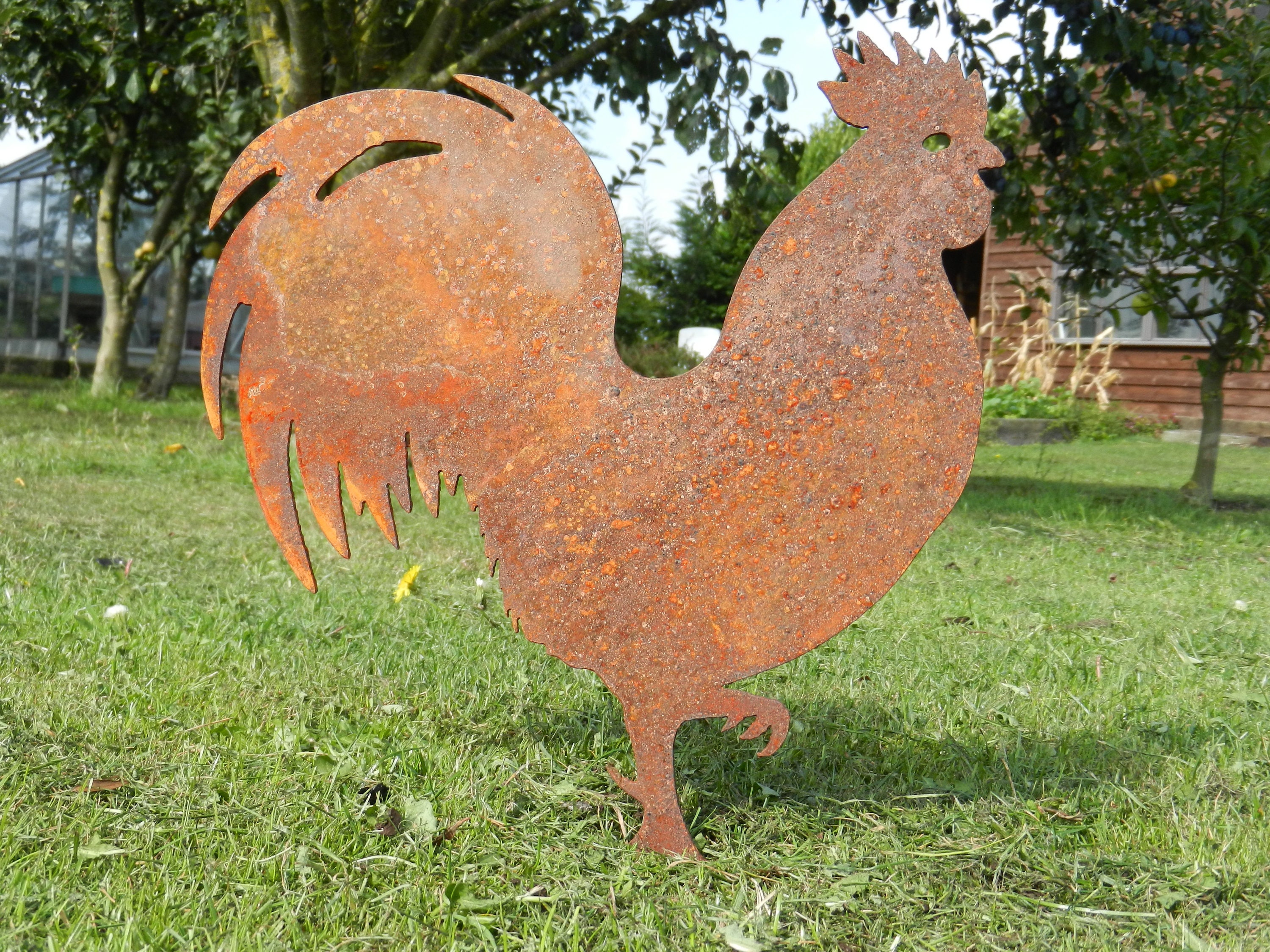 Rusty Rooster Decor / Rusty Metal Cockerel Garden Decor / - Etsy UK