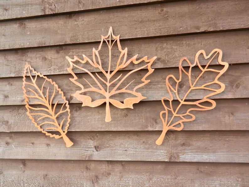 Large Rusty Metal Leaf Wall Art / Metal Wall Decor / Autumn | Etsy UK
