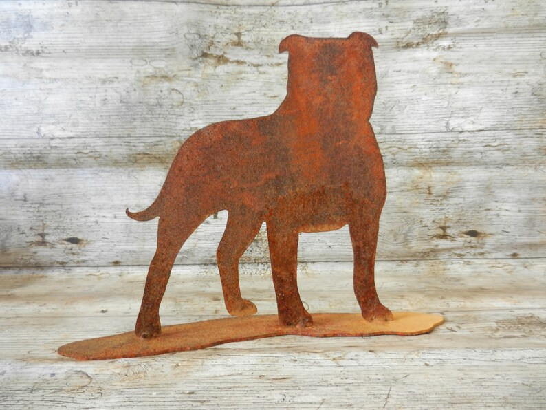 Staffy Rustic Home Decor / Rusty Metal Staffy Dog Shelf Decor | Etsy