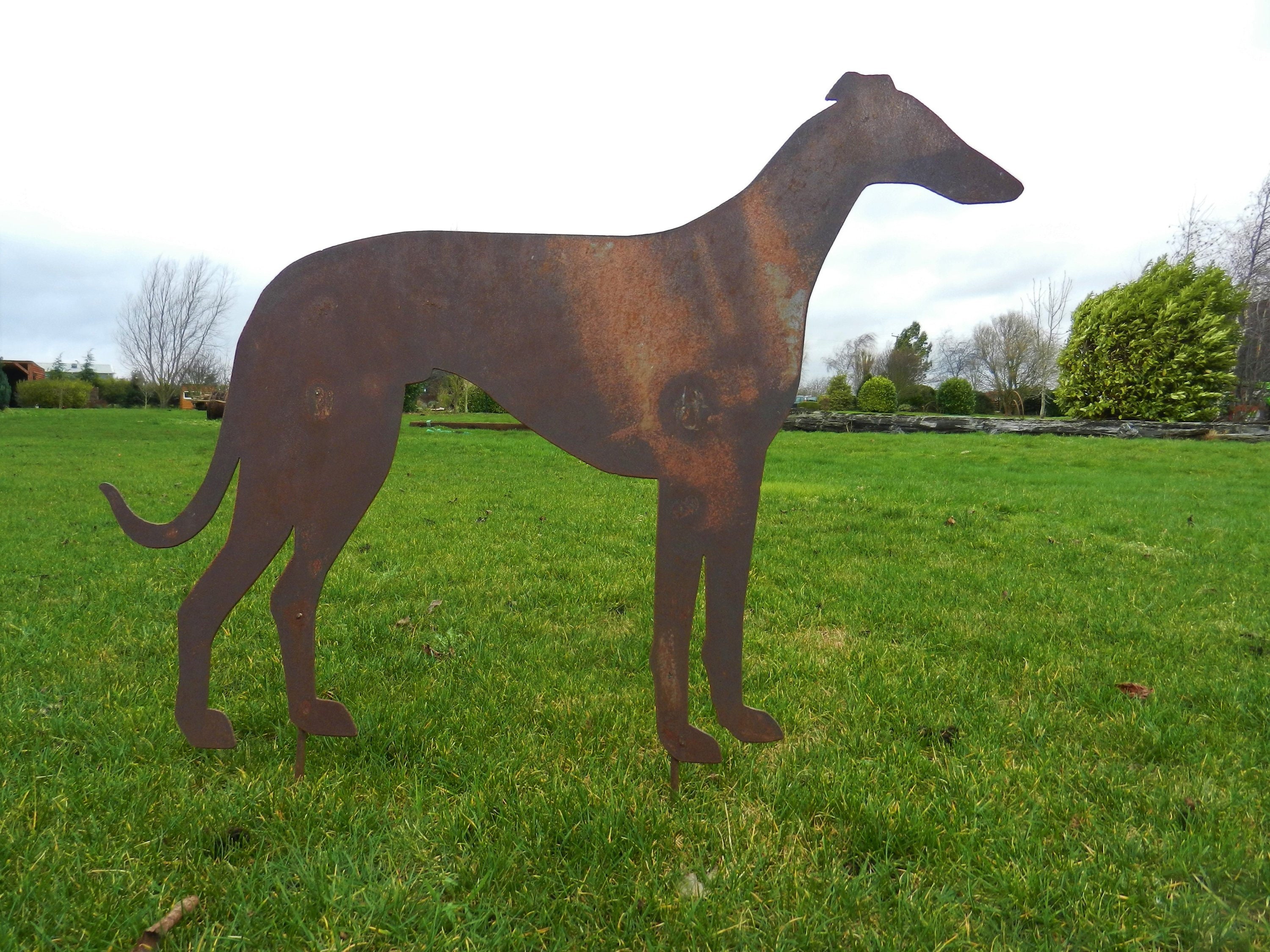 Rusty Metal Greyhound Garden Sculpture / Metal Greyhound Garden Art ...