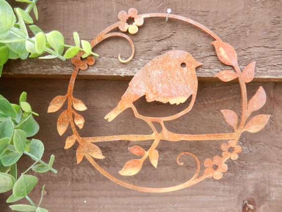 Robin Garden decor / Rusty Bird Wall Art / Bird Lover Gift / | Etsy