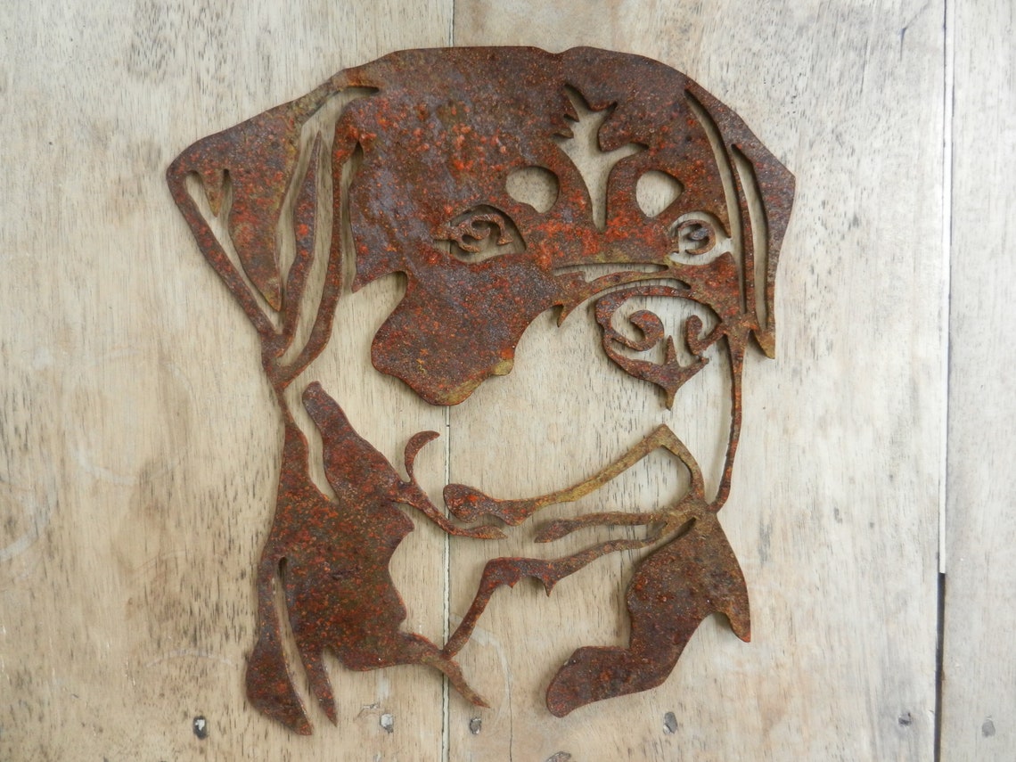 Rottweiler Gift / Dog Garden Art / Rusty Metal Dog Garden | Etsy