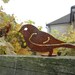 Rusty Sparrow Garden Decor / Rusty Metal Bird Garden Gift / Bird Bath ...