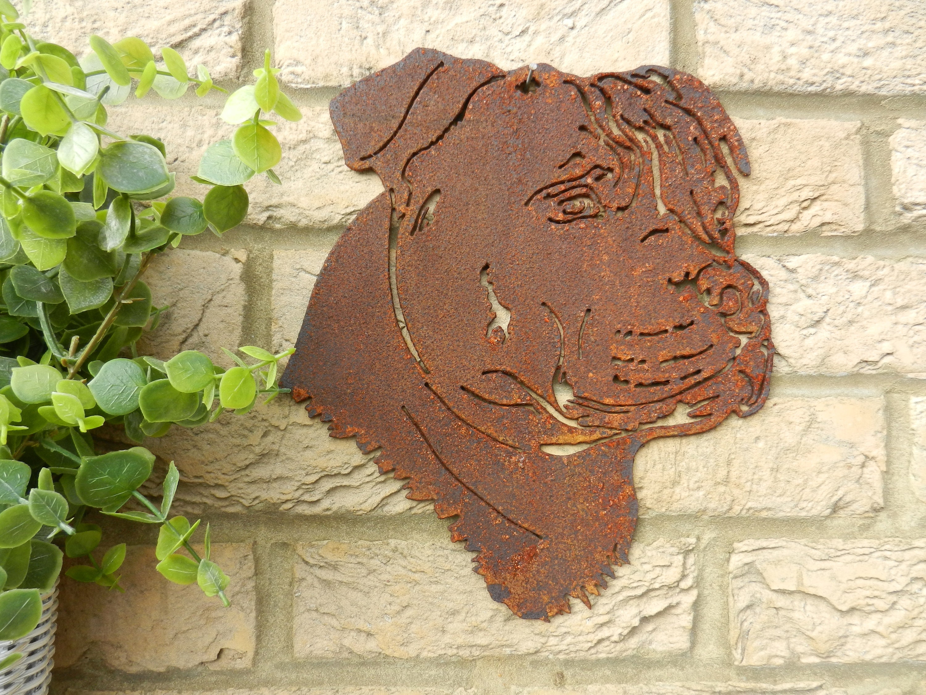 Rusty Metal Staffy Decor / Staffordshire Bull Terrier Garden | Etsy
