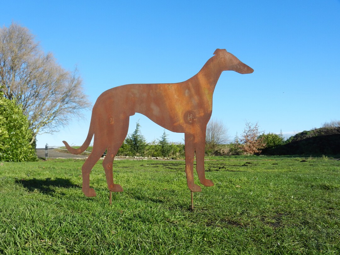 Rusty Metal Greyhound Garden Sculpture / Metal Greyhound Garden Art ...