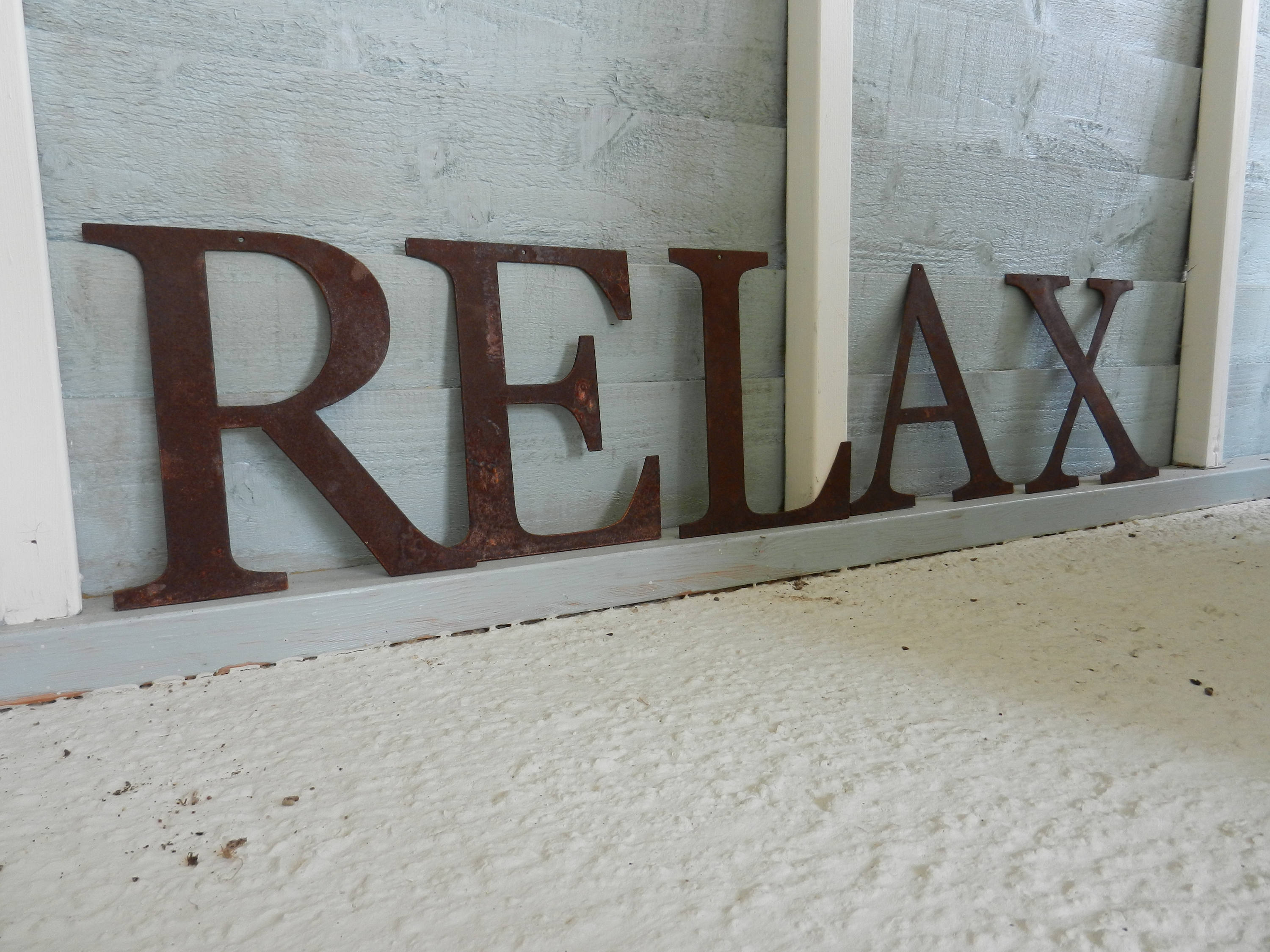 RELAX Rustic Metal Word Sign / 25cm Rusty Metal Letters / | Etsy