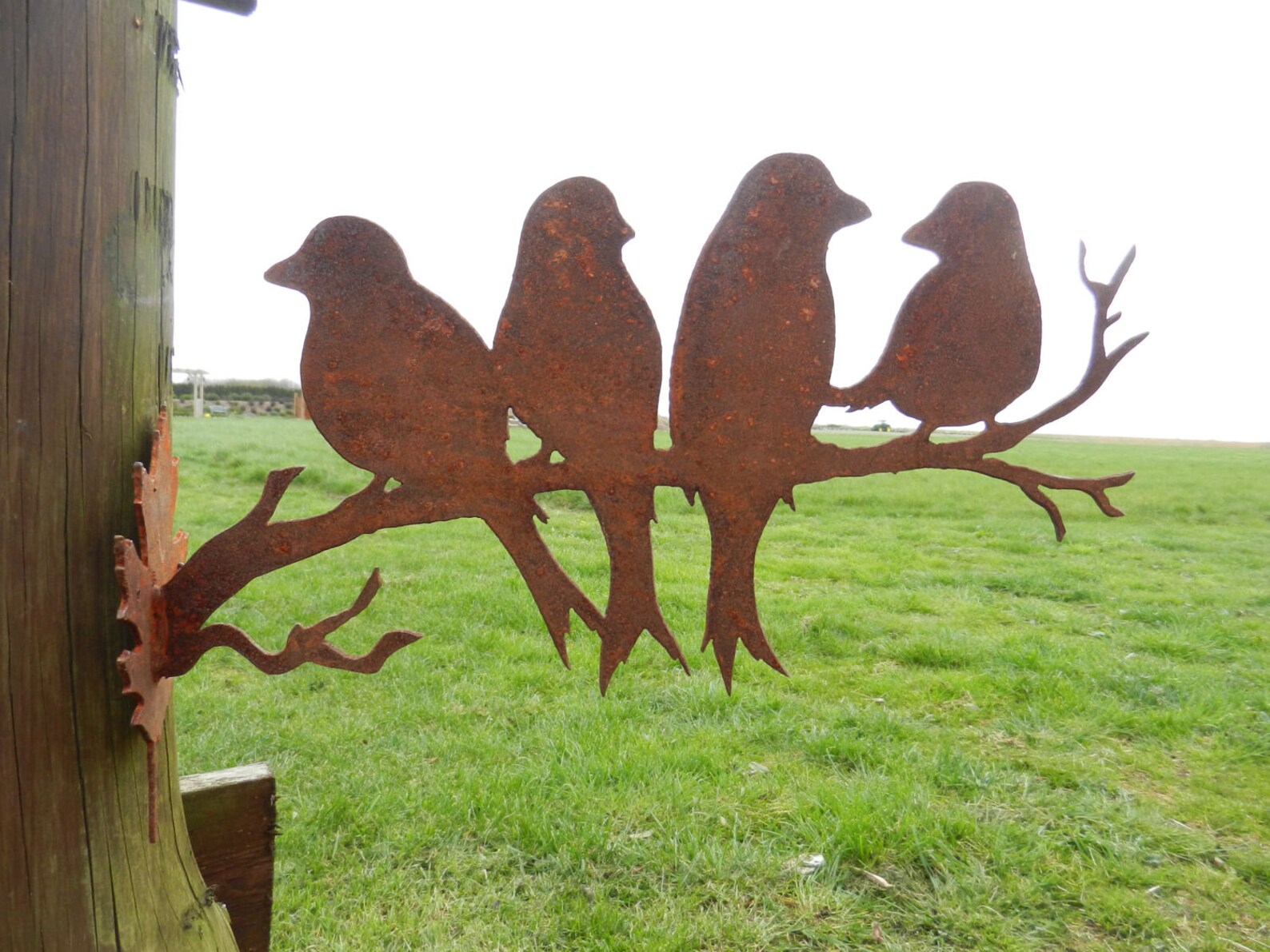 Rusty Birds on a Branch / Bird Garden Gift / Metal Garden Decor / Metal ...