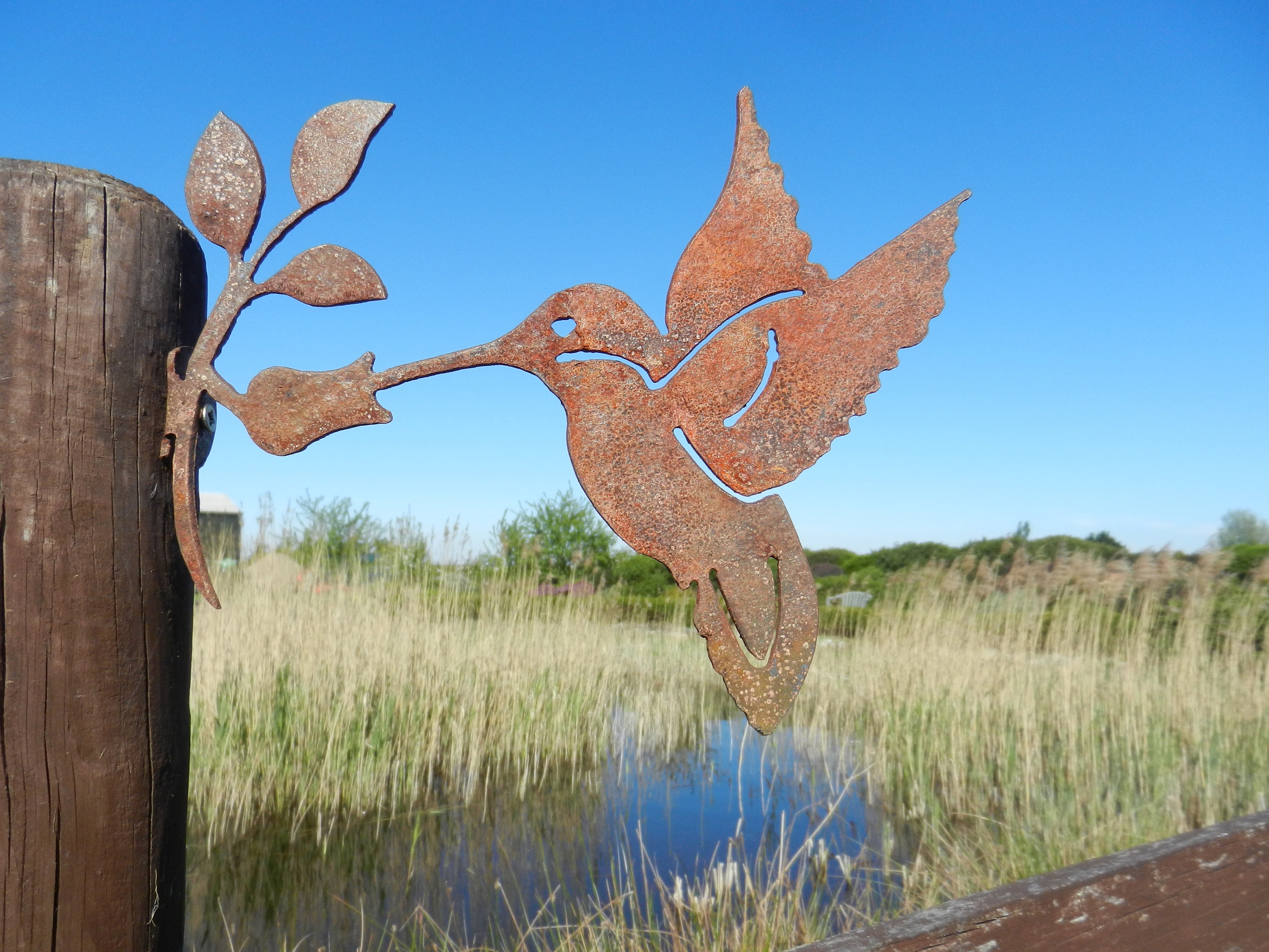 Rusty Bird Garden Gift / Metal Hummingbird Garden Art / Rustic - Etsy